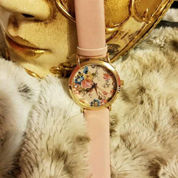 Geneva Platinum | Accessories | Lilac Flower Face Watch 4 Stones On ...